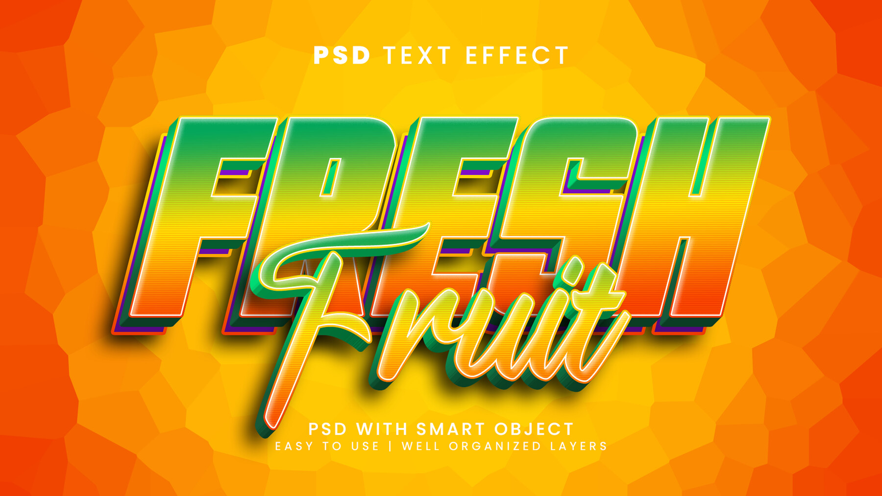 ArtStation - 3D Fresh fruit. PSD fully editable text effect. Layer ...
