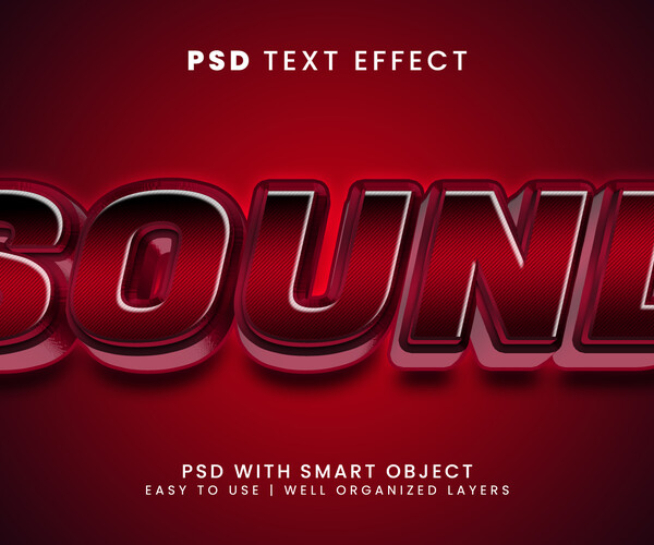 ArtStation - 3D Sound. PSD fully editable text effect. Layer style PSD ...