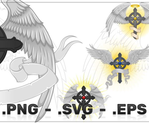 ArtStation - Winged Christian Cross Vector Design | Artworks