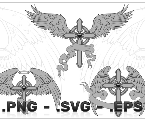 ArtStation - Winged Christian Cross Vector Design | Artworks