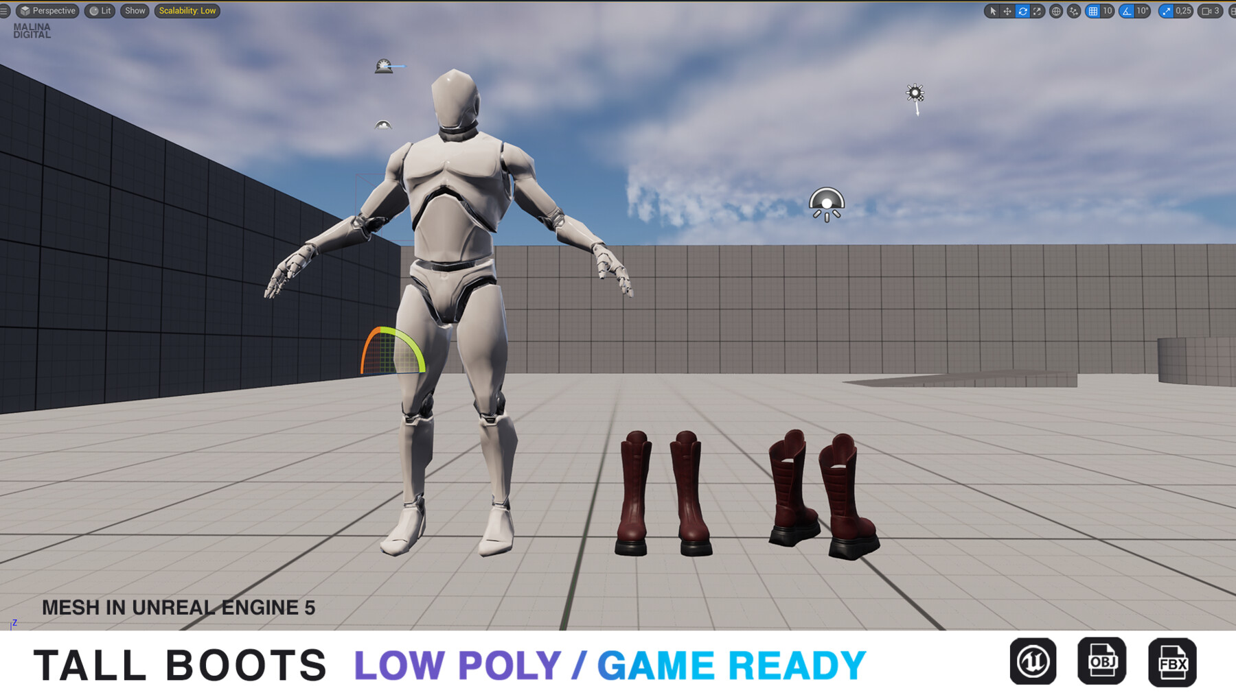 ArtStation - Tall boots asset. Low poly game-ready for Unreal Engine ...