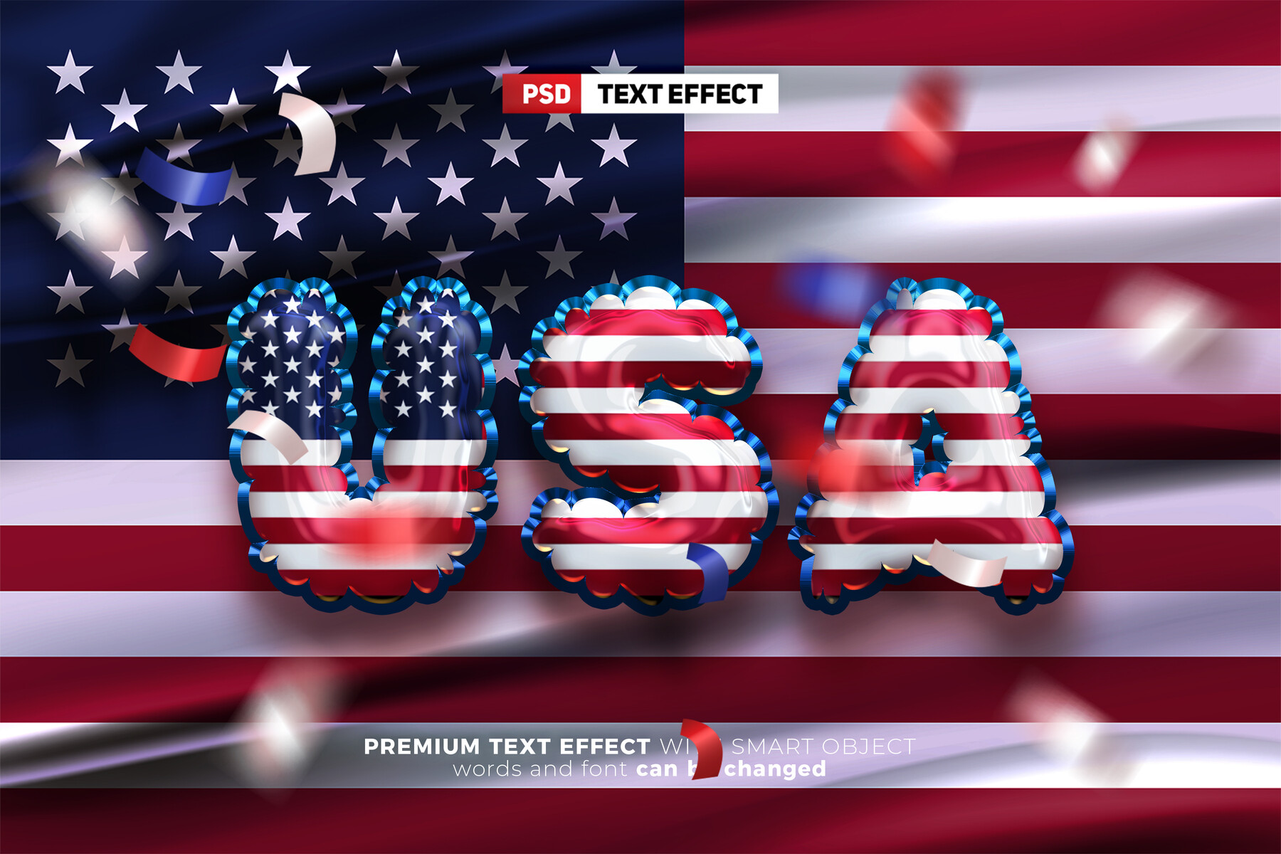 ArtStation - 3D USA america independence day. PSD fully editable text ...