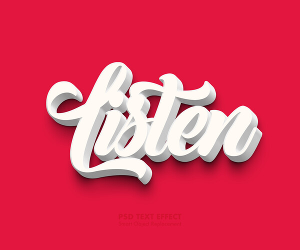 ArtStation - 3D Listen. PSD fully editable text effect. Layer style PSD ...