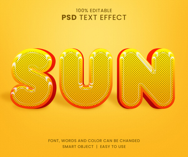 ArtStation - 3D Sun PSD fully editable text effect. Layer style PSD ...