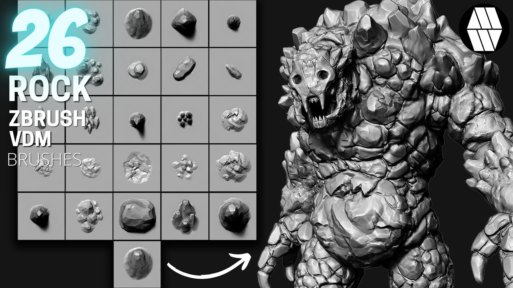 ArtStation - 26 ROCK VDM Brush - Custom made Brush to use in ZBrush | Brushes