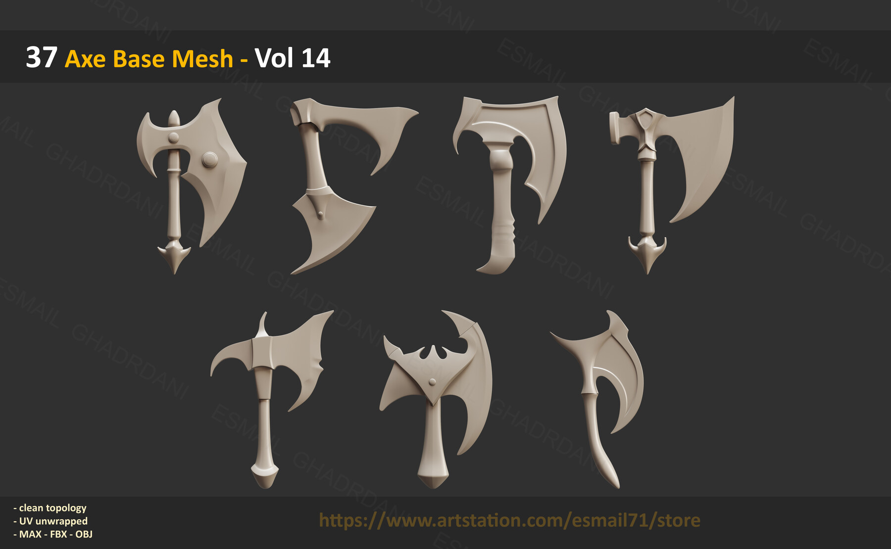 ArtStation - 37 Axe Base Mesh - Vol 14 | Resources