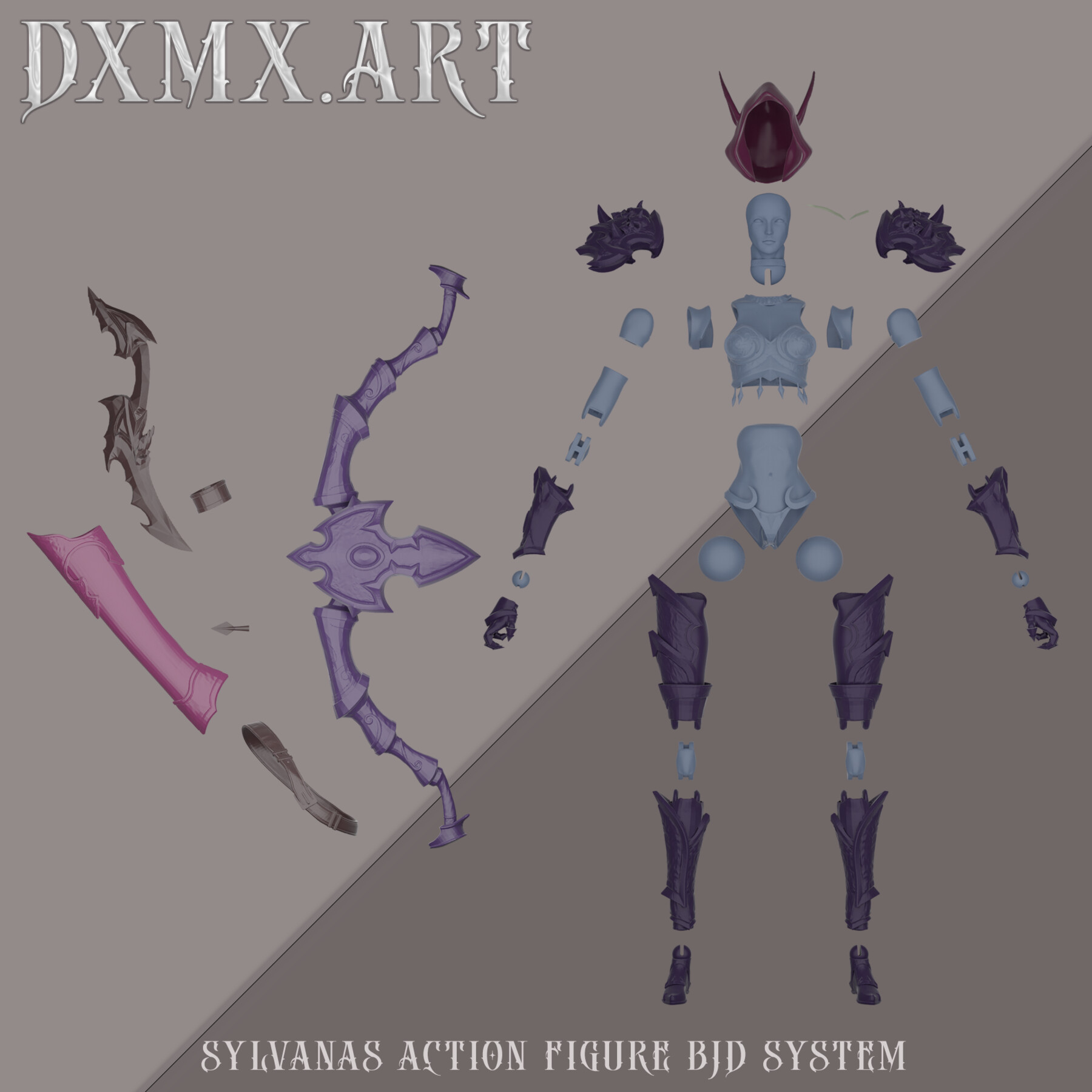 ArtStation - SYLVANAS ACTION FIGURE BJD SYSTEM STL FILES | Resources