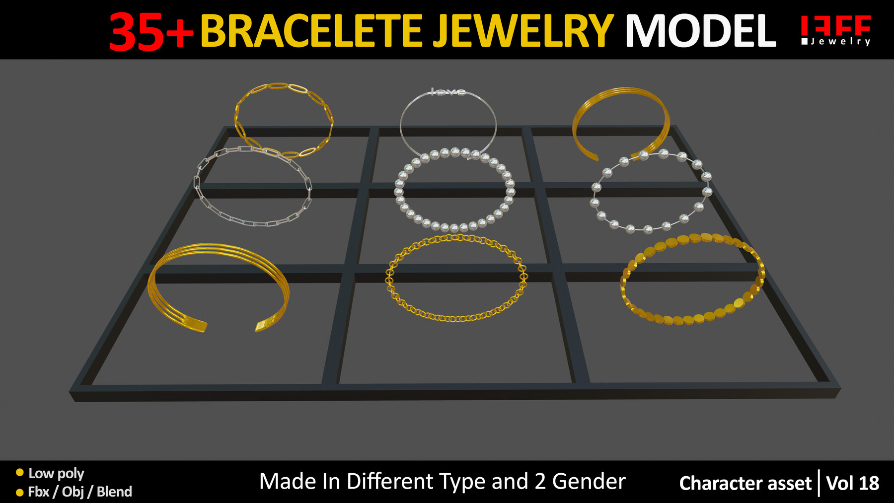 ArtStation - 35+ BRACELET JEWELRY MODEL VOL 18 | Game Assets