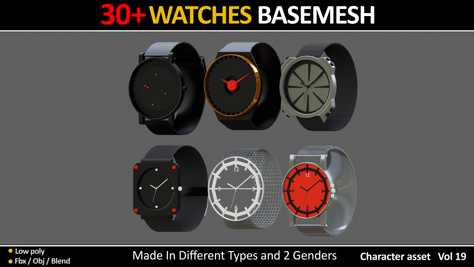 ArtStation - 30+ WATCHES BASEMESH MADE IN DIFFERENT TYPES VOL 19 | Game Assets