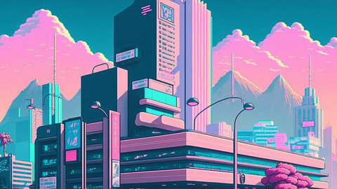 ArtStation - Vaporwave city | Artworks