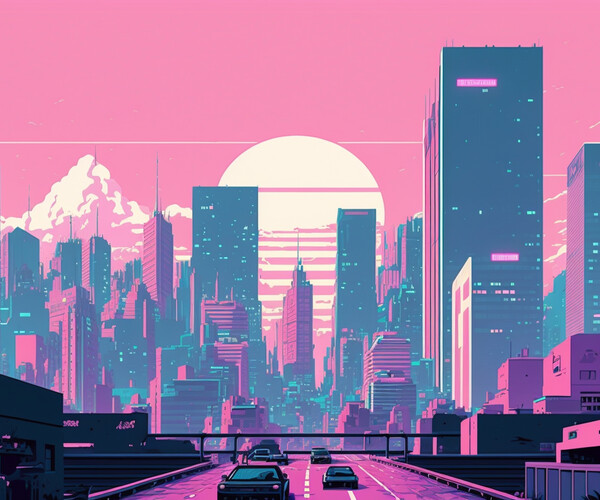 ArtStation - Vaporwave city | Artworks