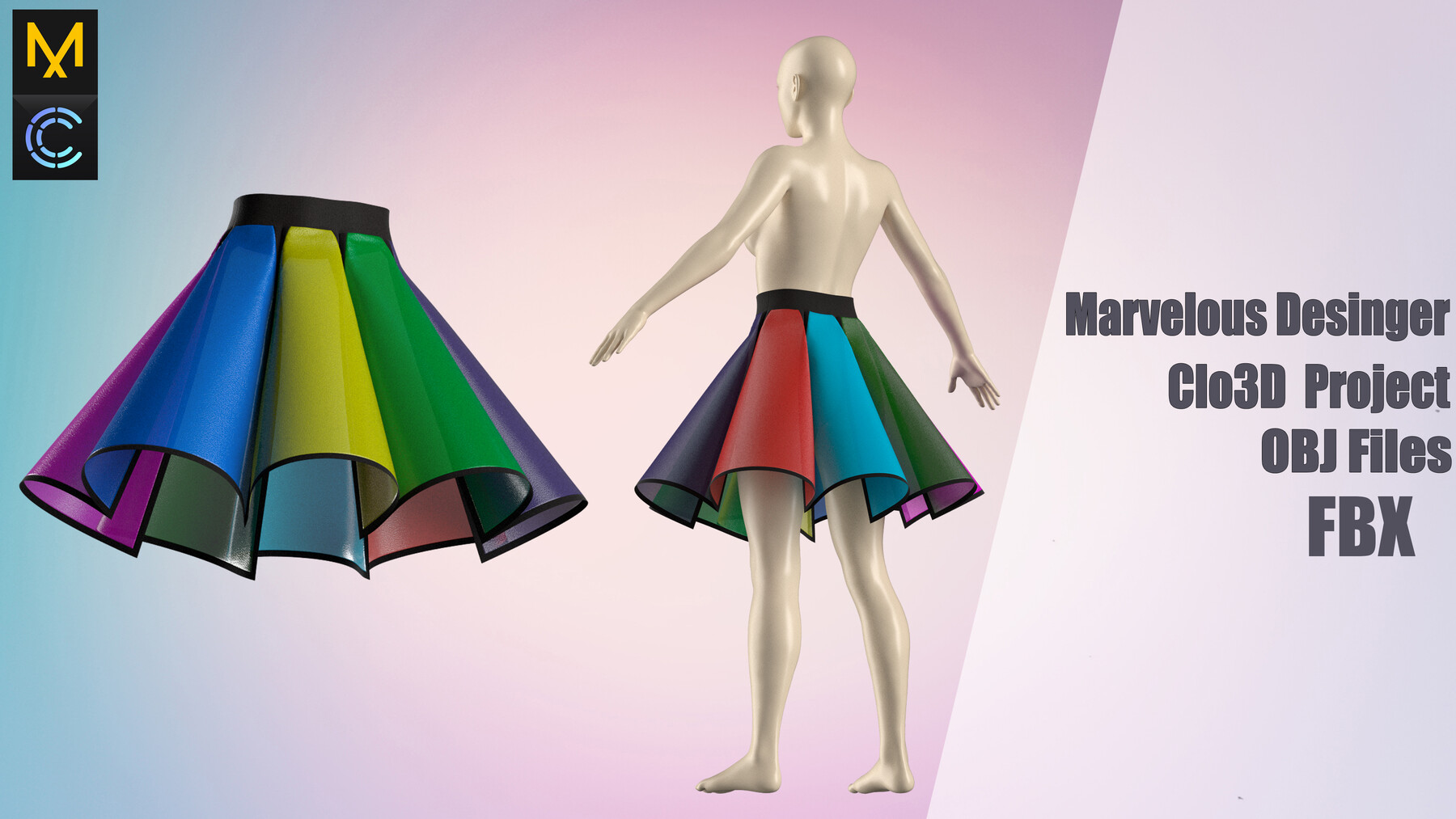 ArtStation - Clothes №168 "Marvelous Designer" /Zprj/ OBJ+FBX #Skirt ...