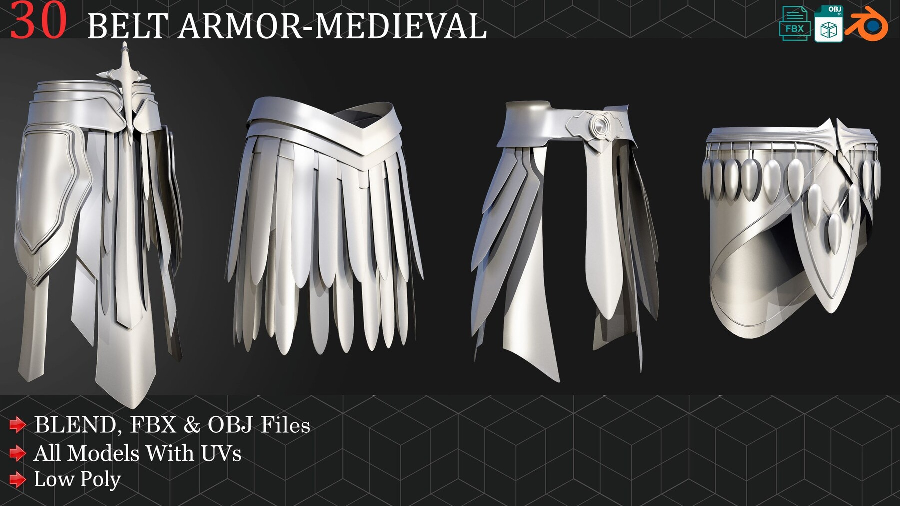 ArtStation - 20+10 Belt Armor-Medieval Base Mesh ( NEW UPDATE ) | Game ...