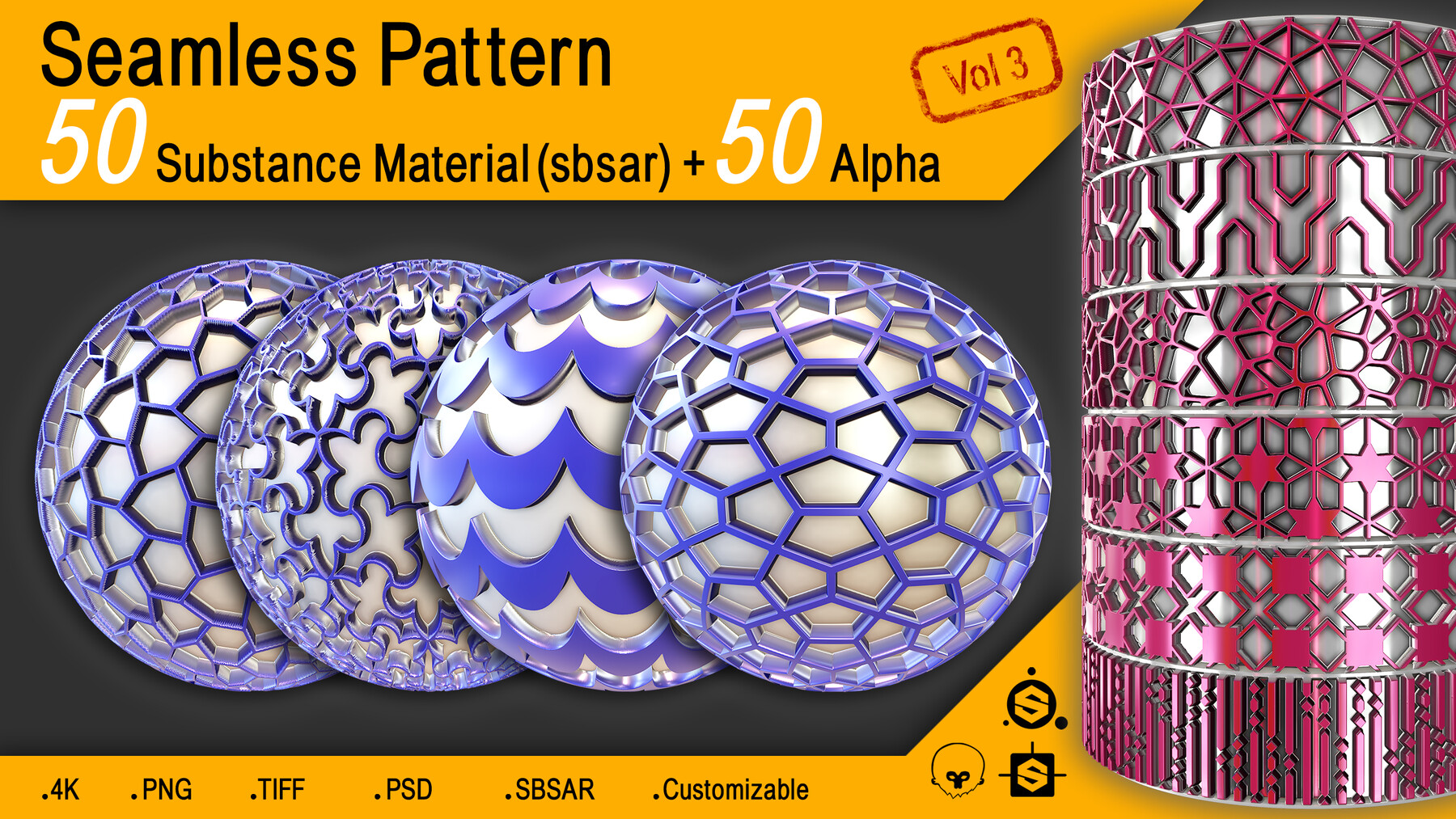 ArtStation - 50 Seamless Pattern + Alpha (4K) Vol 3 | Resources