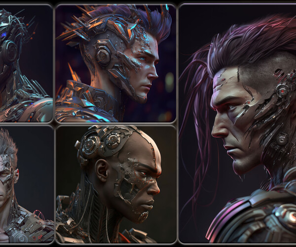 ArtStation - 300 Cyborg Head Sculpt (Male and Female) Reference Pack ...