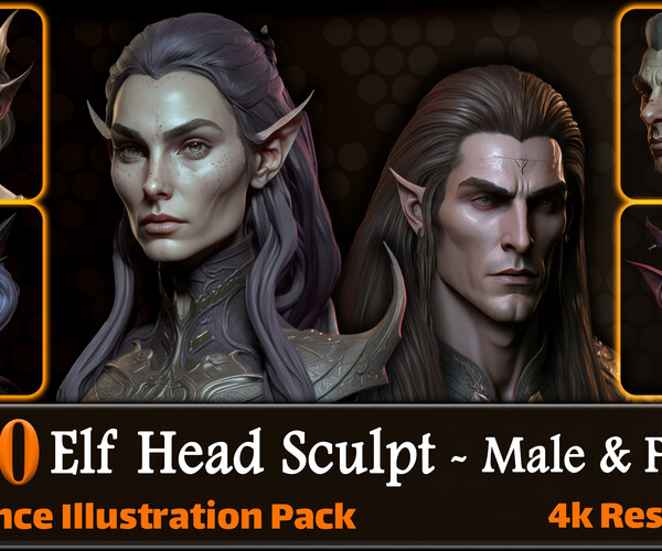 ArtStation - 300 Elf Head Sculpt (Male and Female) Reference Pack | 4K ...