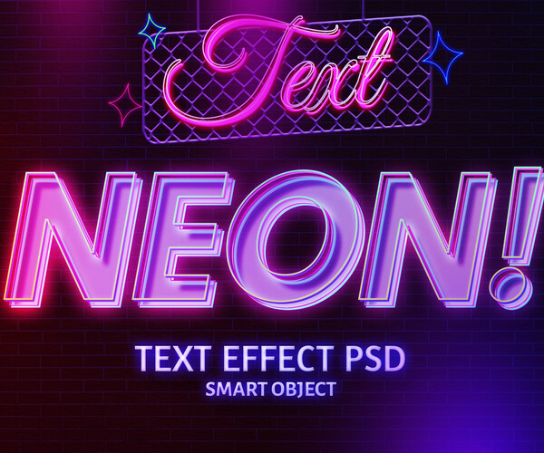 ArtStation - 3D Neon. PSD fully editable text effect. Layer style PSD ...
