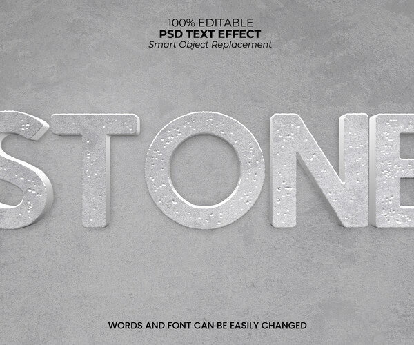 ArtStation - 3D Stone. PSD fully editable text effect. Layer style PSD ...