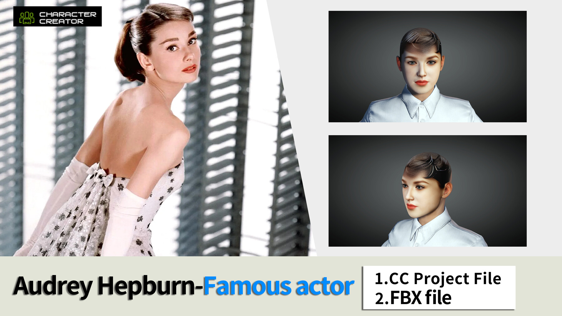 ArtStation - Audrey Hepburn/Academy Award for Best Actress with blendshape and full cc3 body ...
