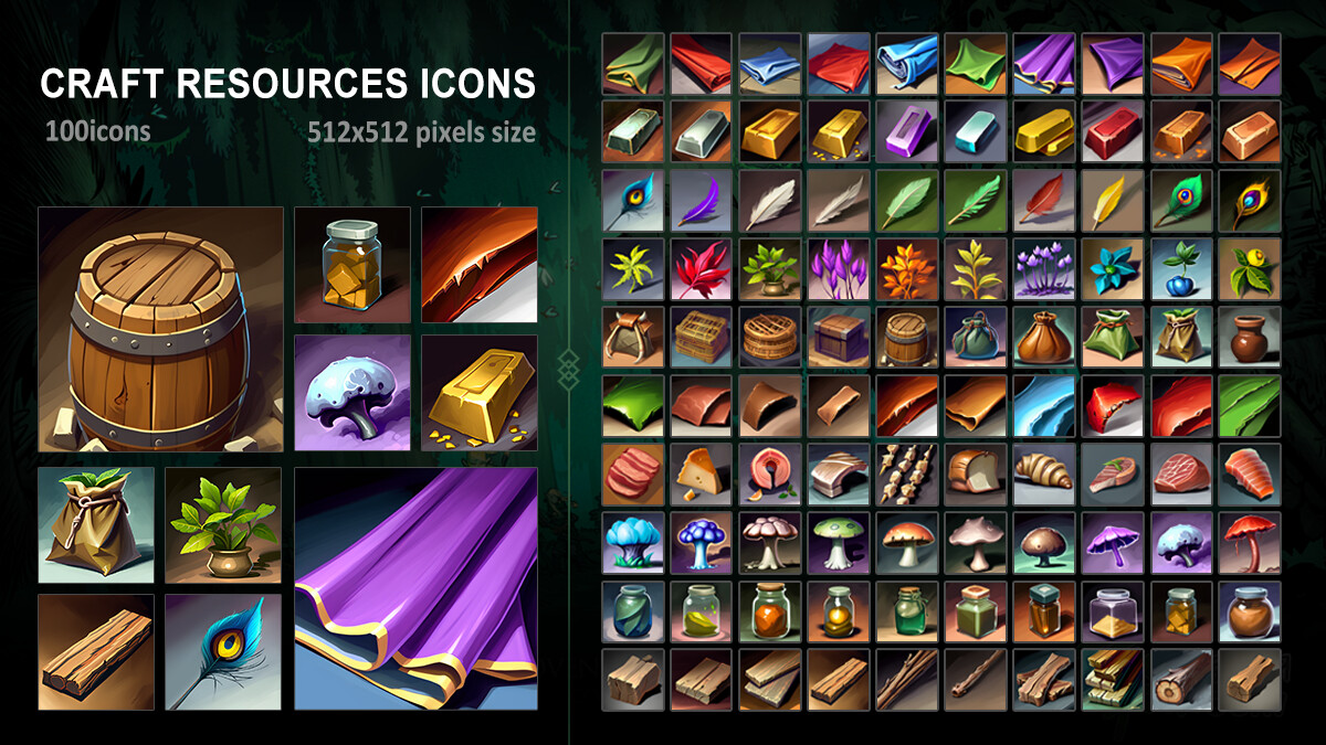 ArtStation - Craft Resources Icons | Game Assets