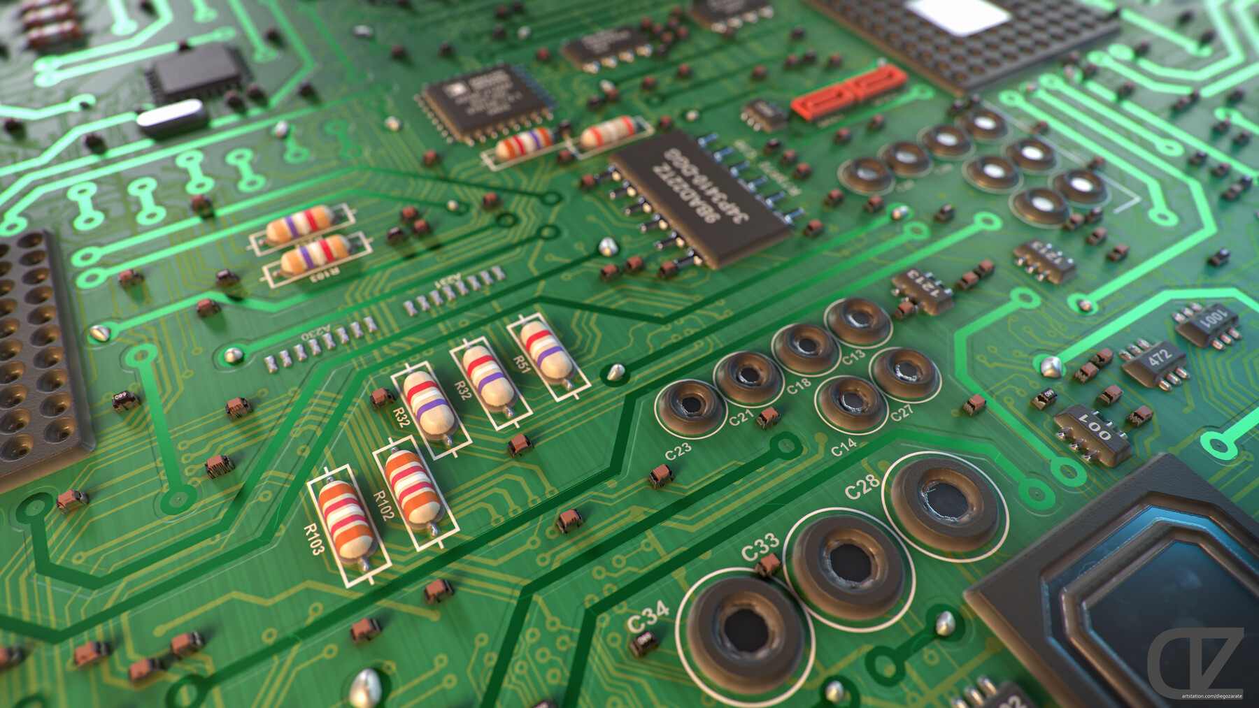 ArtStation - PBR - MOTHERBOARD, PCB BOARD - 4K MATERIAL | Game Assets