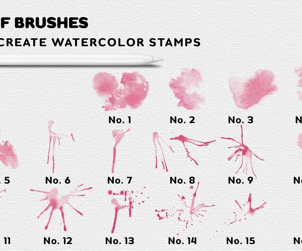 ArtStation - Procreate Watercolor Stamp | 43 Procreate Watercolor ...