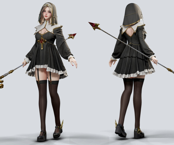 ArtStation - Priestess Girl - Game Ready | Game Assets