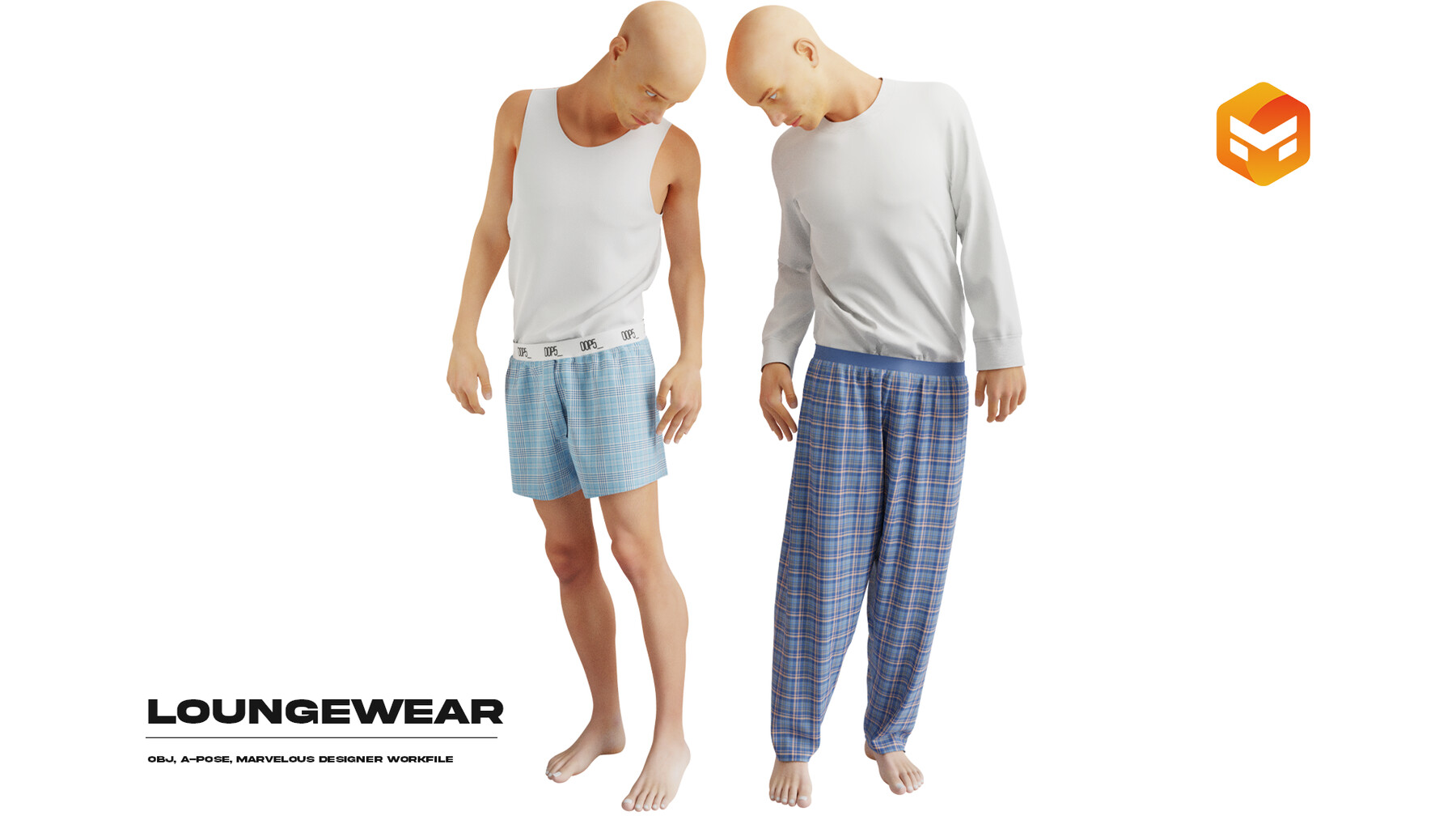 ArtStation - Marvelous Designer/CLO Loungewear Clothing Set Male 3D Model + Workfiles | Game Assets