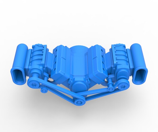 ArtStation - 3D printable Diecast engine V8 with double supercharger ...