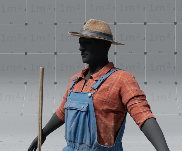 ArtStation - PBR 3D model - Farmer with fork - animation ready - 6x 4K ...