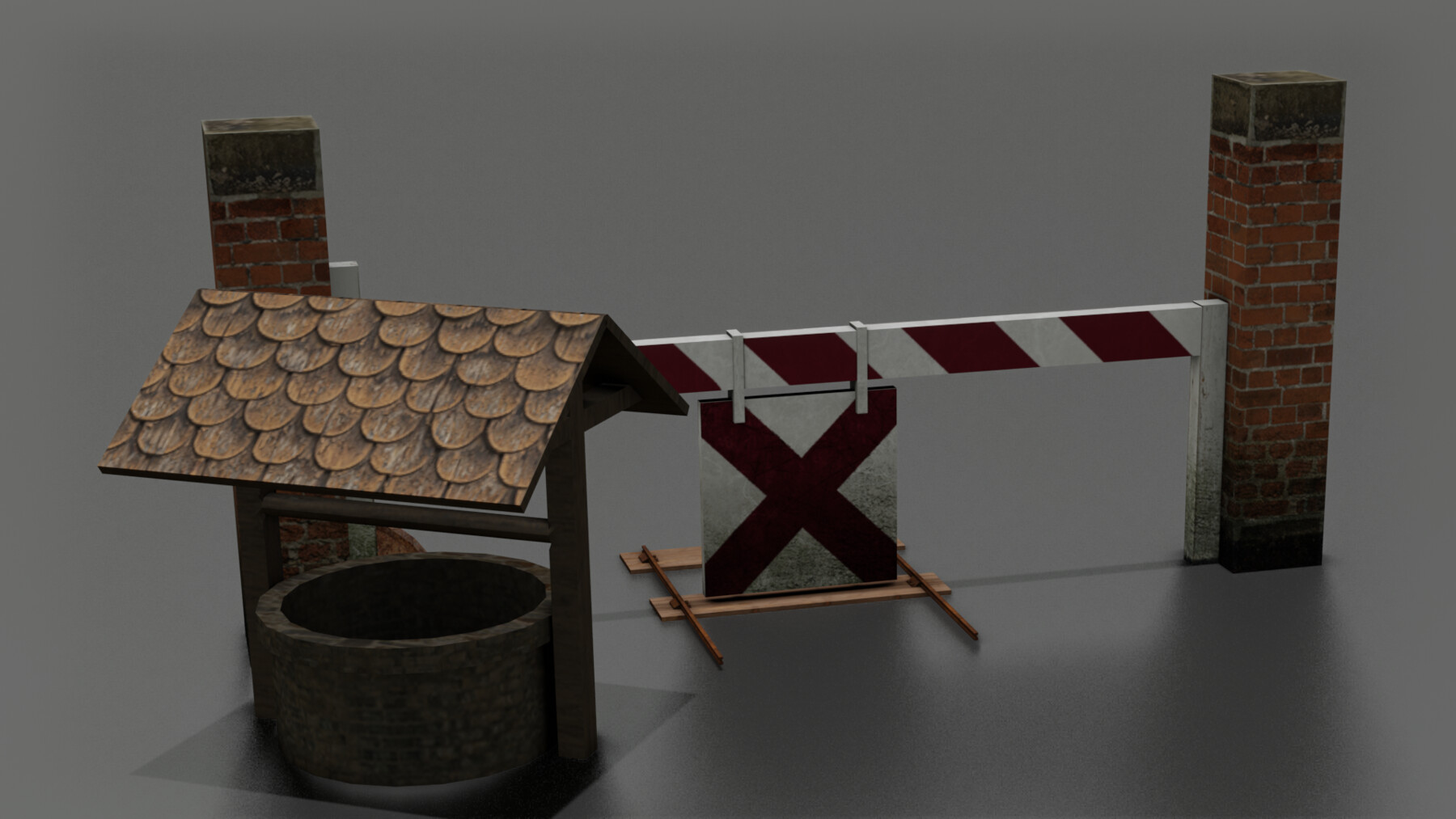 ArtStation - Railway props and well Low poly Game Ready | Game Assets