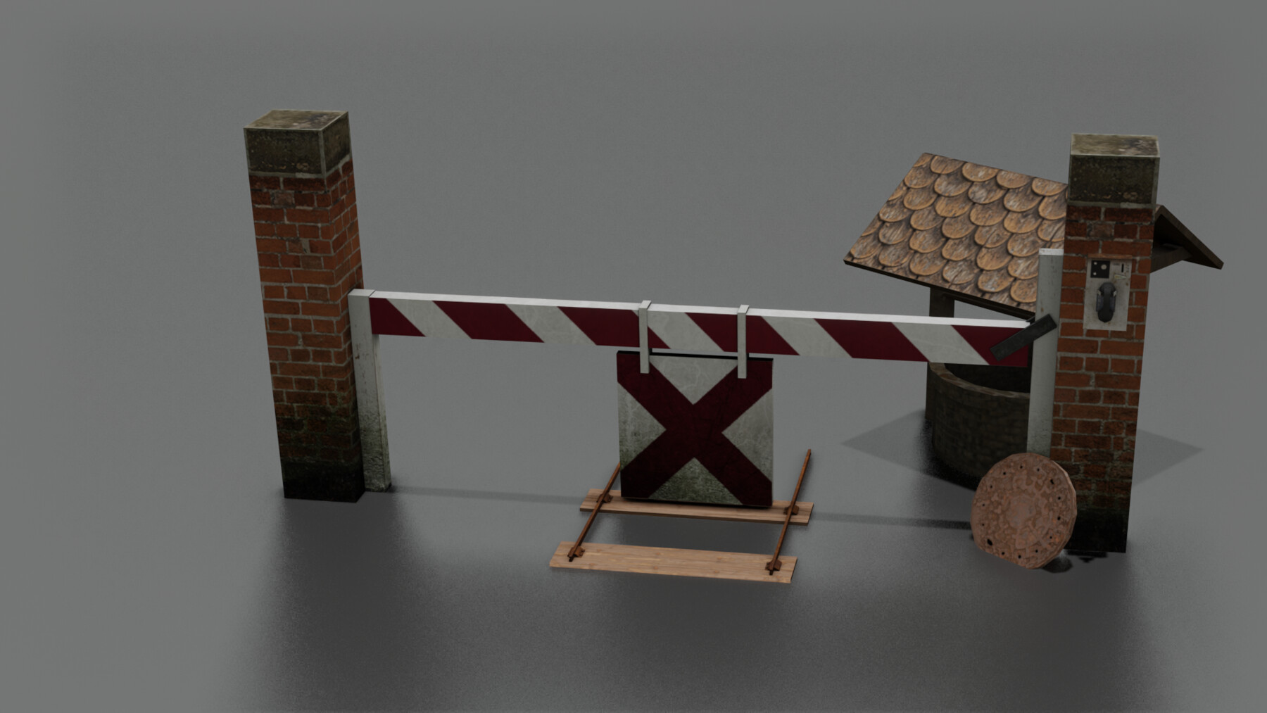 ArtStation - Railway props and well Low poly Game Ready | Game Assets