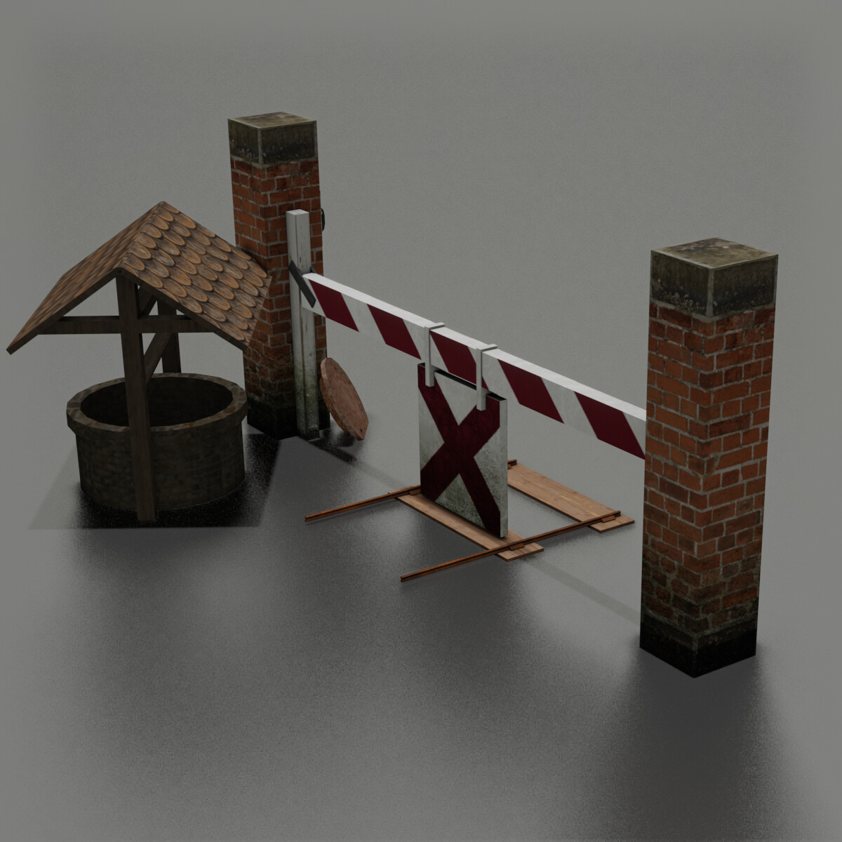 ArtStation - Railway props and well Low poly Game Ready | Game Assets