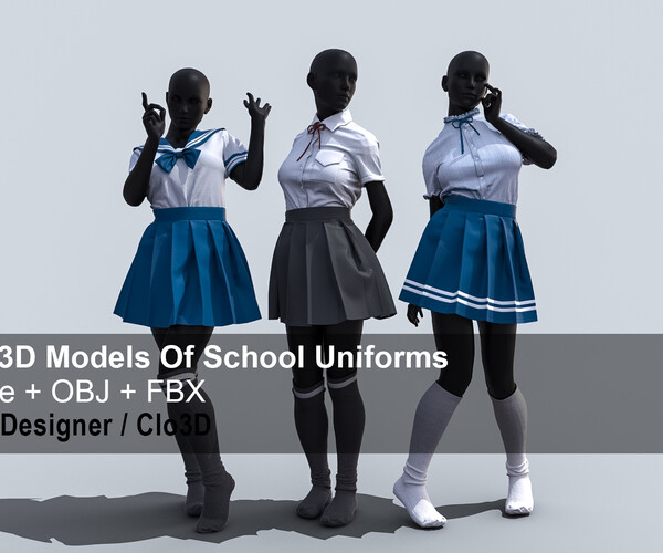 ArtStation - Realistic 3D Models Of School Uniforms | Game Assets
