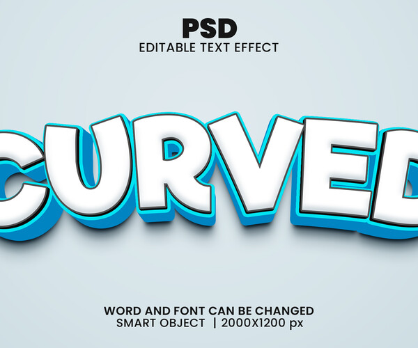 ArtStation - 3D Curved. PSD fully editable text effect. Layer style PSD ...