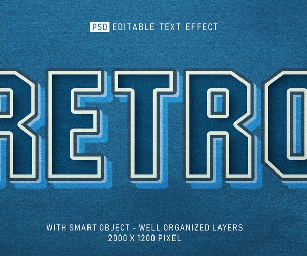ArtStation - 3D Retro. PSD fully editable text effect. Layer style PSD ...