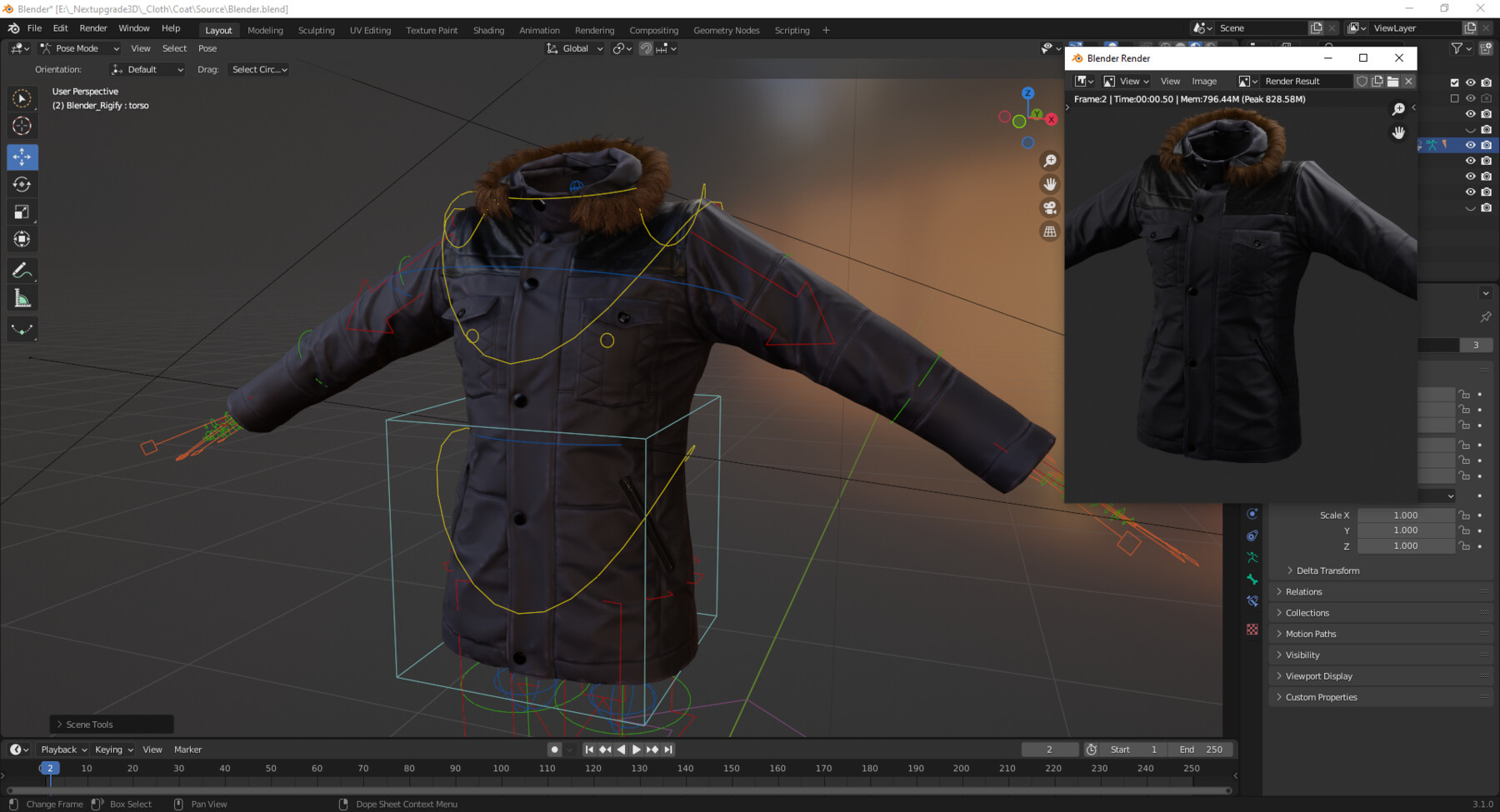 ArtStation - Coat Realistic 3D Rigged Low-poly 3D model | Game Assets