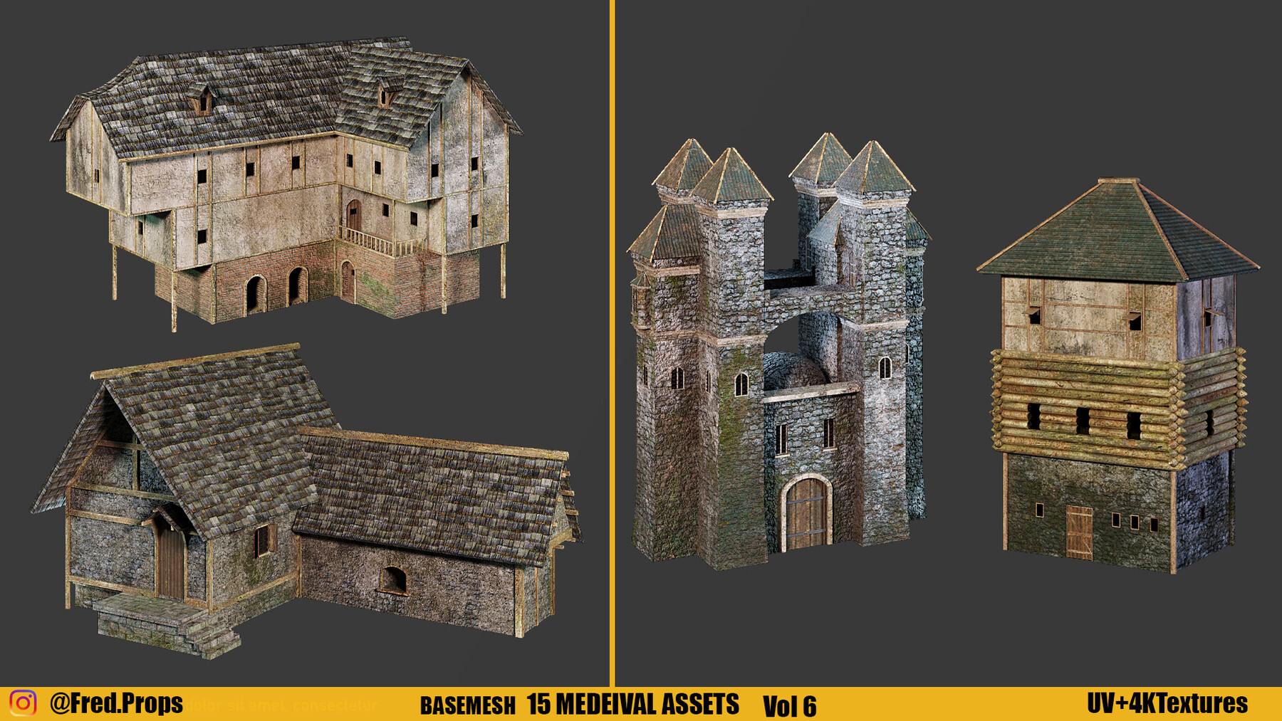 ArtStation - Kitbash Medieval Assets+Texures Vol 6 | Game Assets