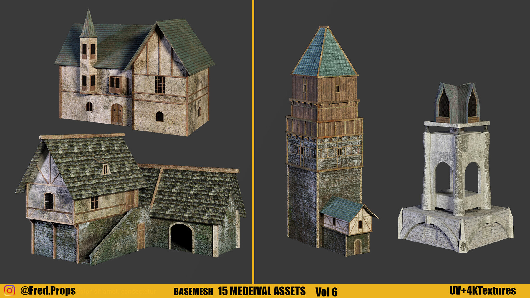 ArtStation - Kitbash Medieval Assets+Texures Vol 6 | Game Assets