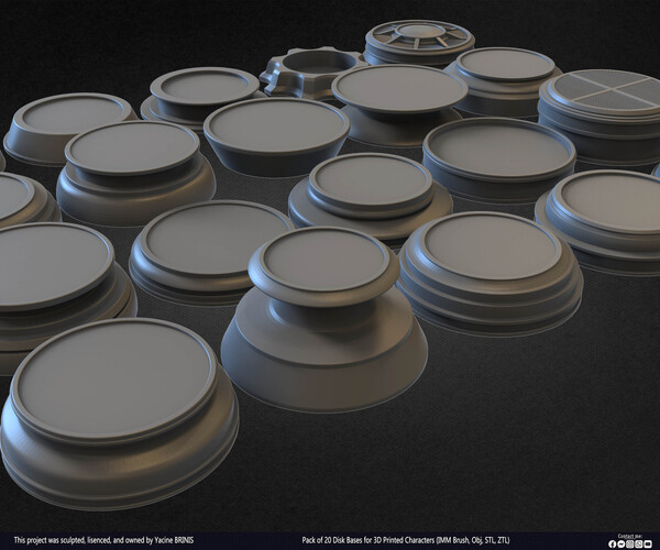 ArtStation - Pack of 20 Disk Bases (IMM Brush, Obj, STL, ZTL) Vol 01 ...