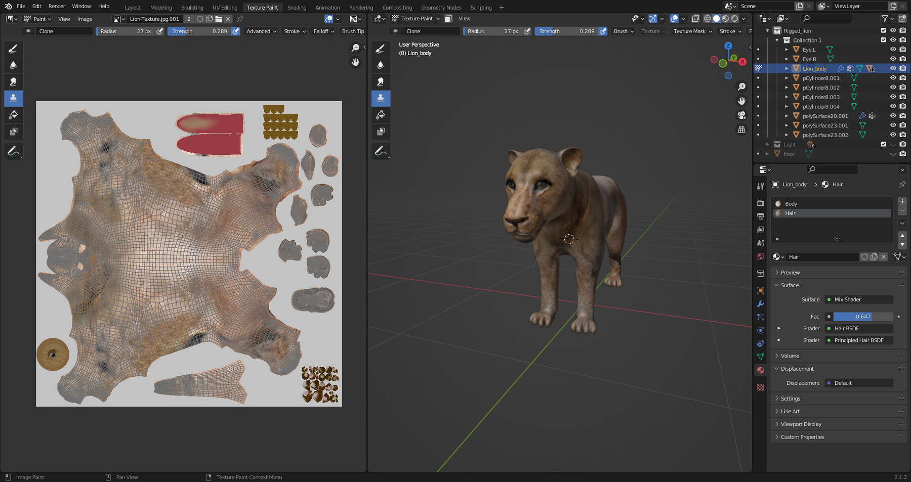 ArtStation - Fur Lion Rigged and Animation in Blender | Game Assets
