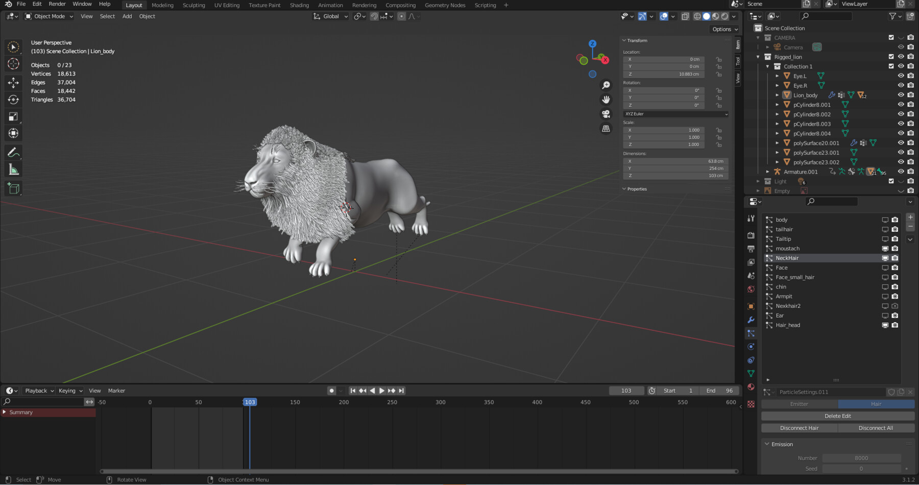 ArtStation - Fur Lion Rigged and Animation in Blender | Game Assets
