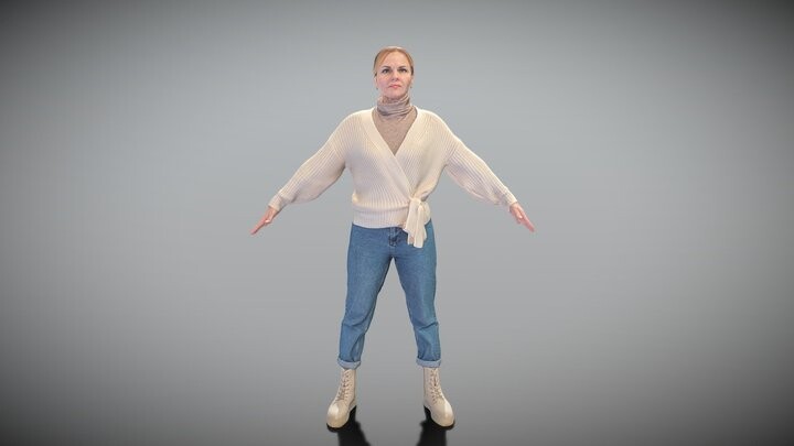 ArtStation - Woman in sweater and jeans in A-pose 386 | Game Assets