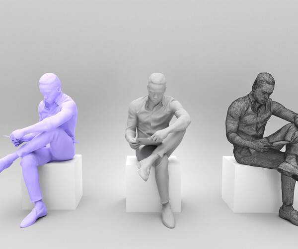 ArtStation - Young man sitting and reading 394 | Game Assets
