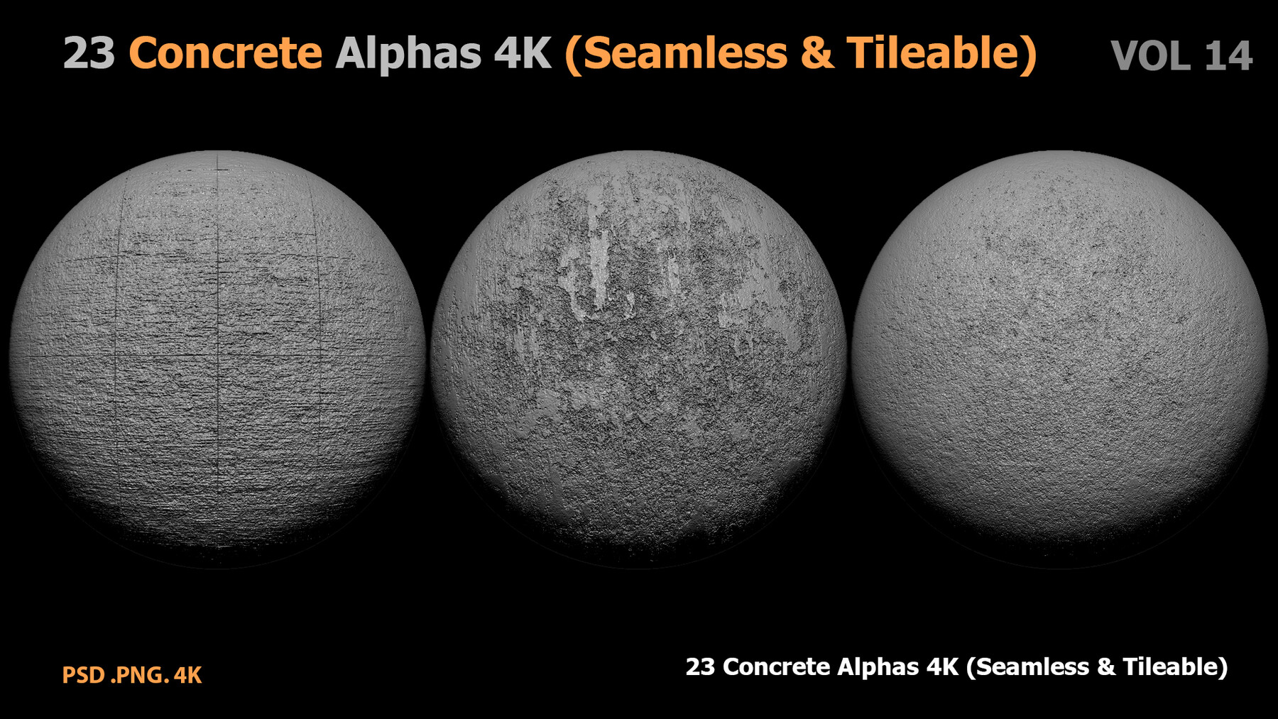 ArtStation - 23 Concrete Alphas 4K (Seamless & Tileable) VOL 14 | Brushes