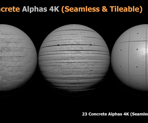 ArtStation - 23 Concrete Alphas 4K (Seamless & Tileable) VOL 14 | Brushes