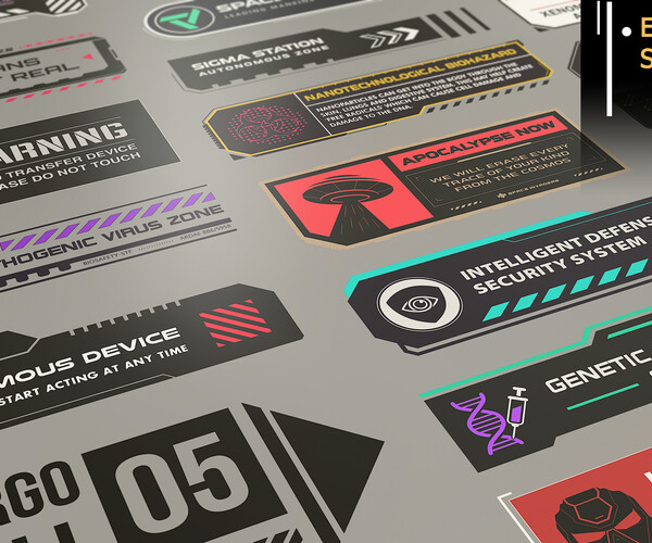 ArtStation - 470 Sci-Fi Decals-Vol 02 | Game Assets