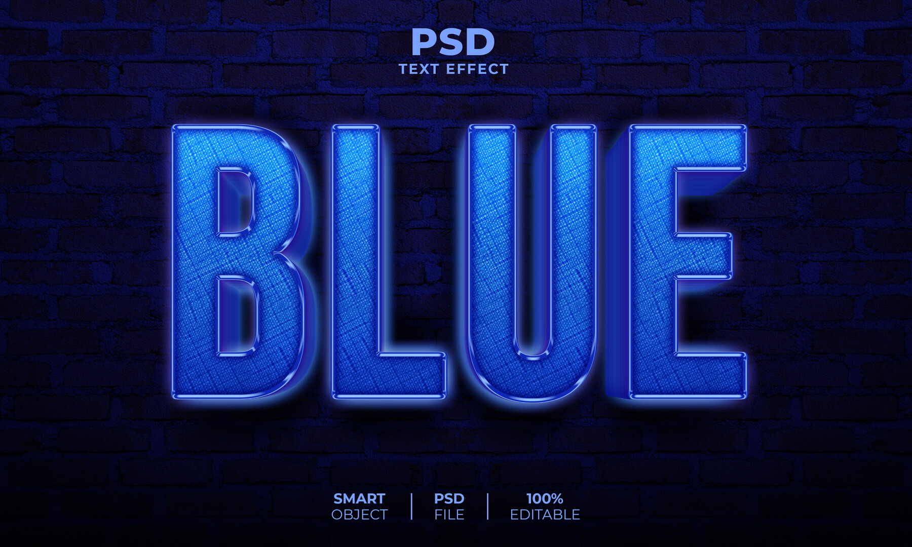 ArtStation - 3D Blue neon. PSD fully editable text effect. Layer style ...