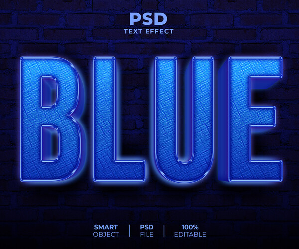 ArtStation - 3D Blue neon. PSD fully editable text effect. Layer style ...