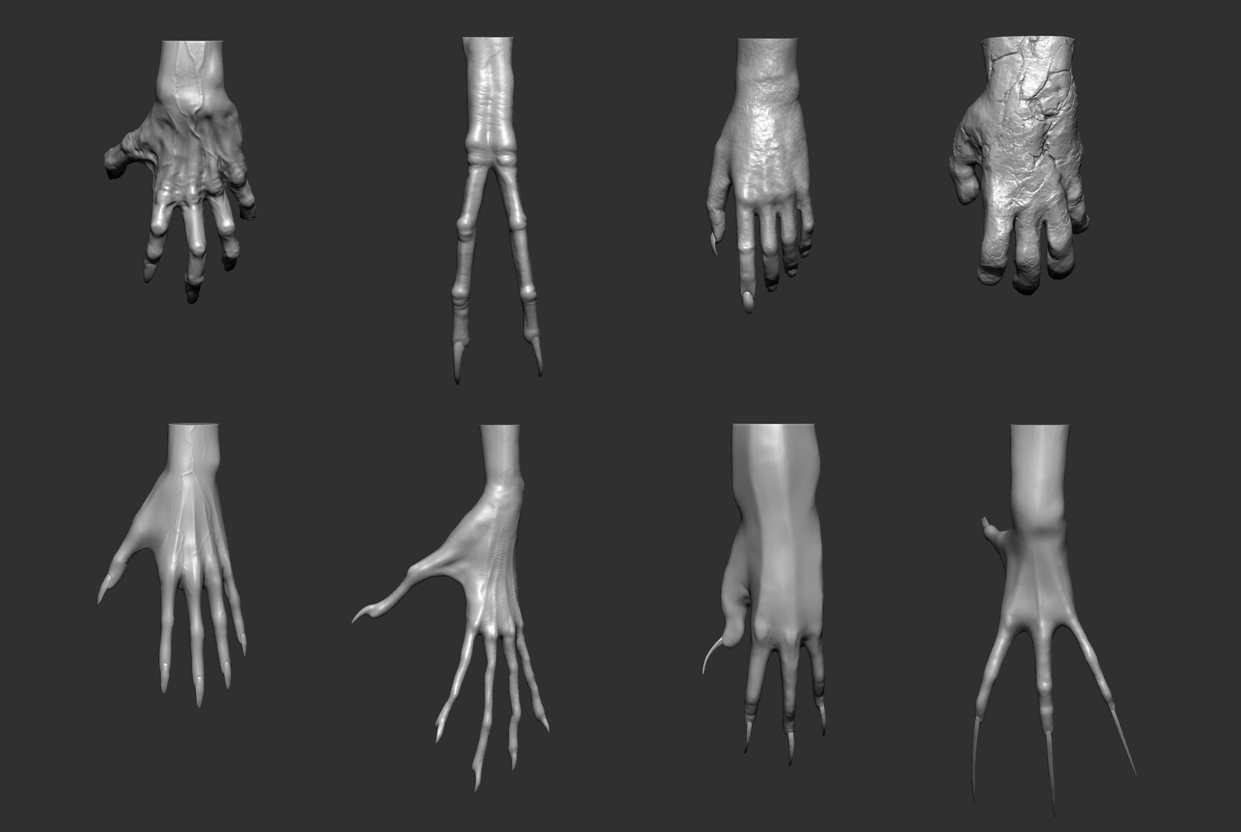 ArtStation - 8 IMM Creature & Monster hands set (OBJ & ZTOOL FILES ...